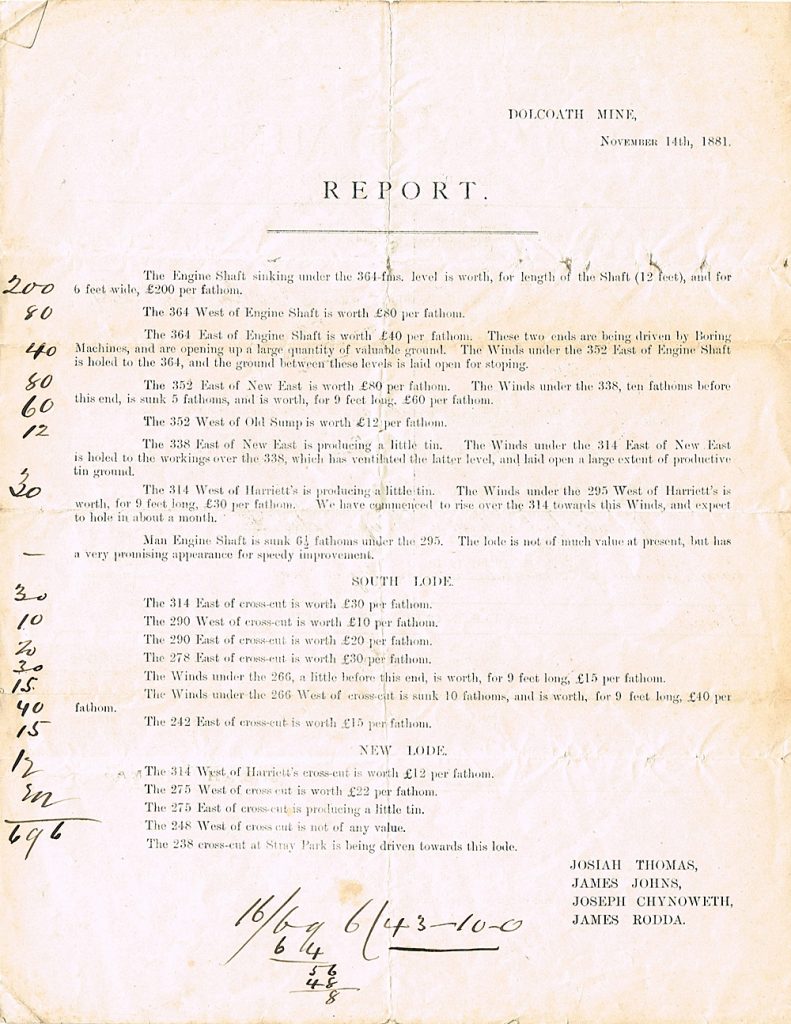 Cornish Mining Documents - Cornish Mine Images - History in Black and White